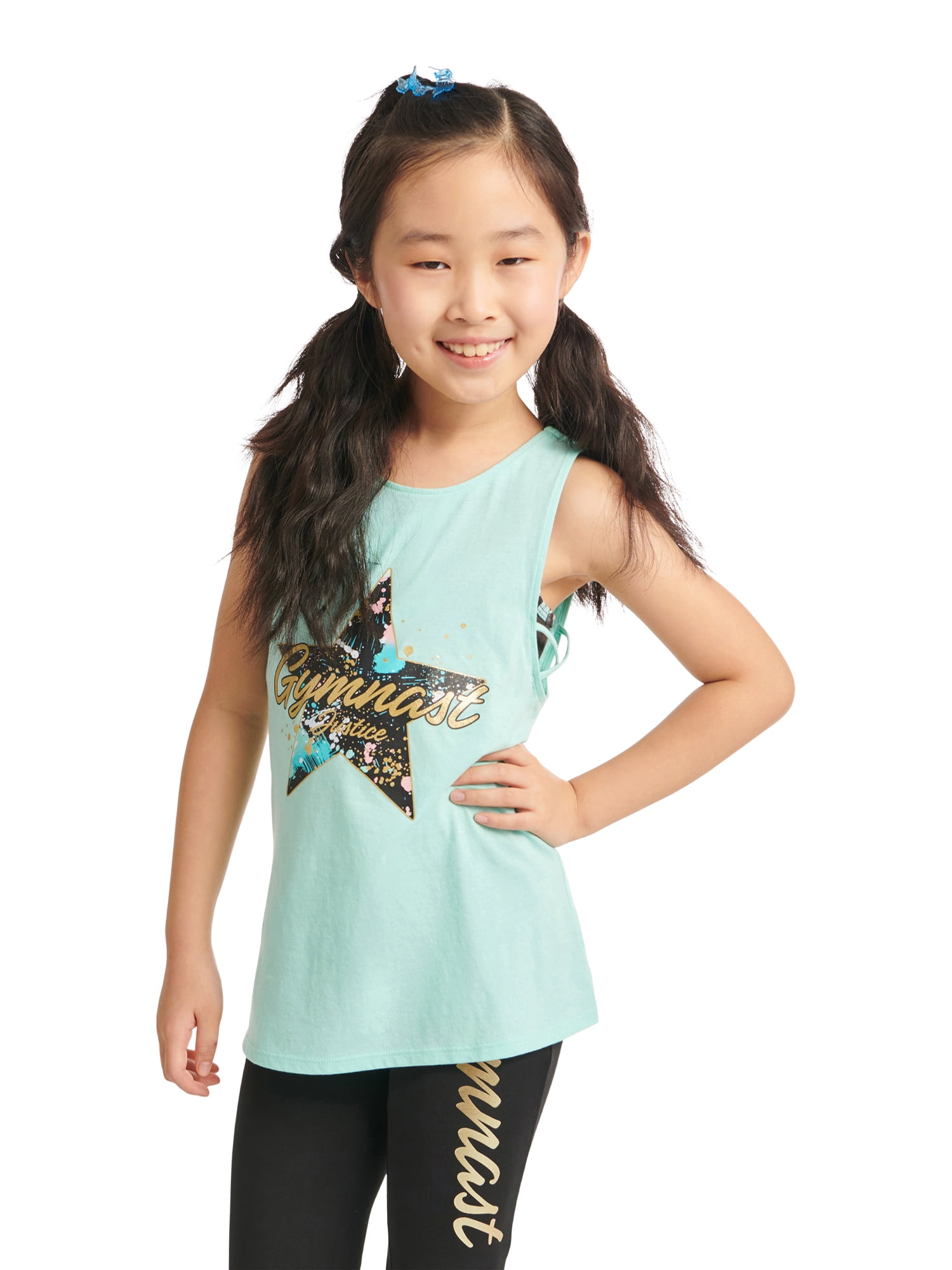 Justice Girls Fashion Gymnastics Tank with Built in Sports Bra, Sizes S ...