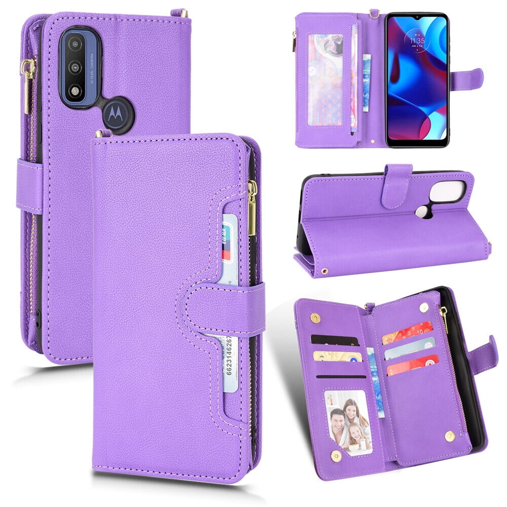 Case for Motorola Moto G PURE Cover Zipper Magnetic Wallet Card Holder ...