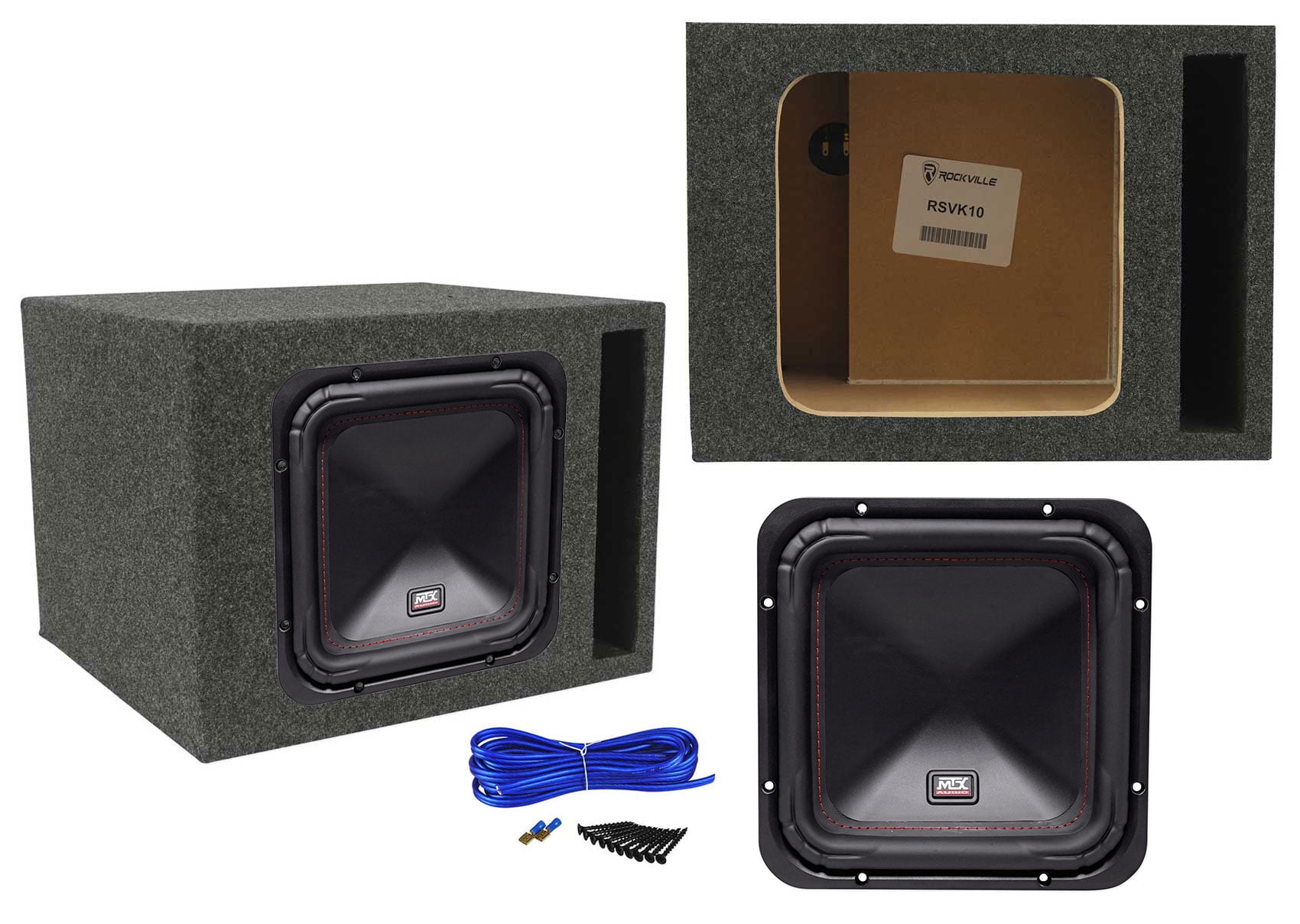 MTX S6510-44 10" 500w RMS Car Audio Square Subwoofer+Vented Sub Box ...