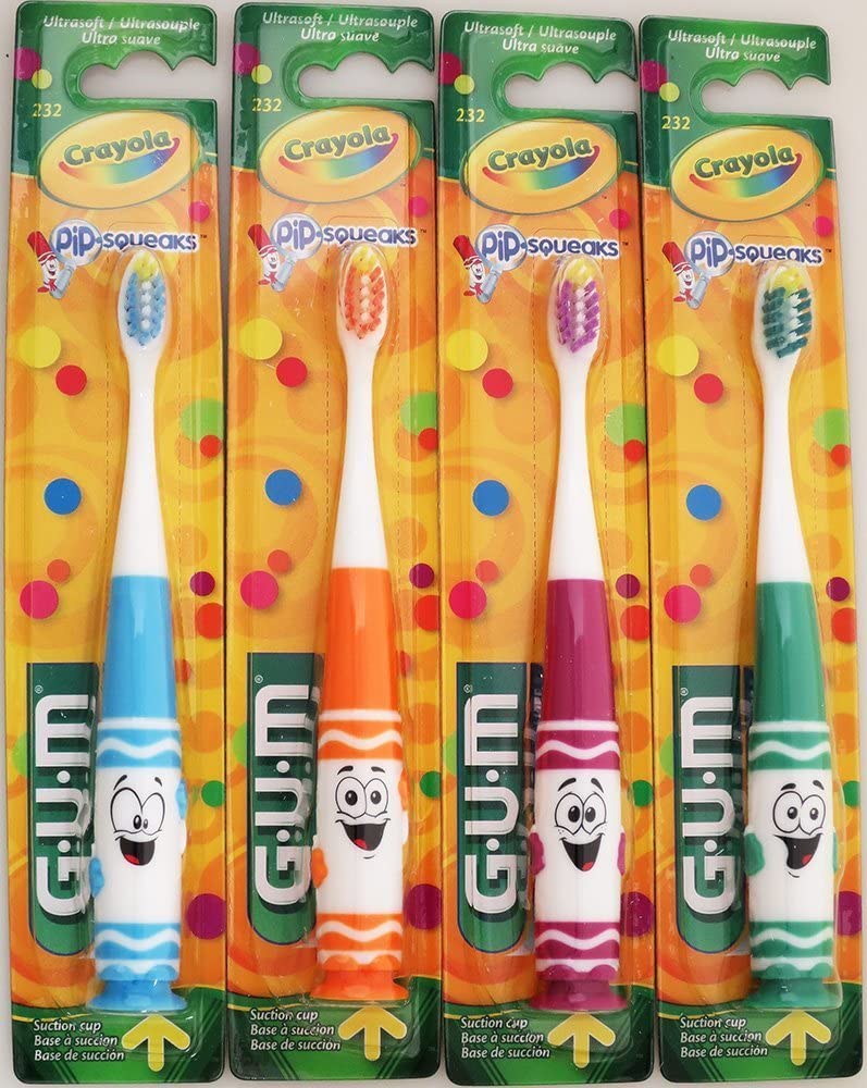 GUM Crayola Pip-Squeaks Kids Toothbrush - Ultrasoft of Each Character ...