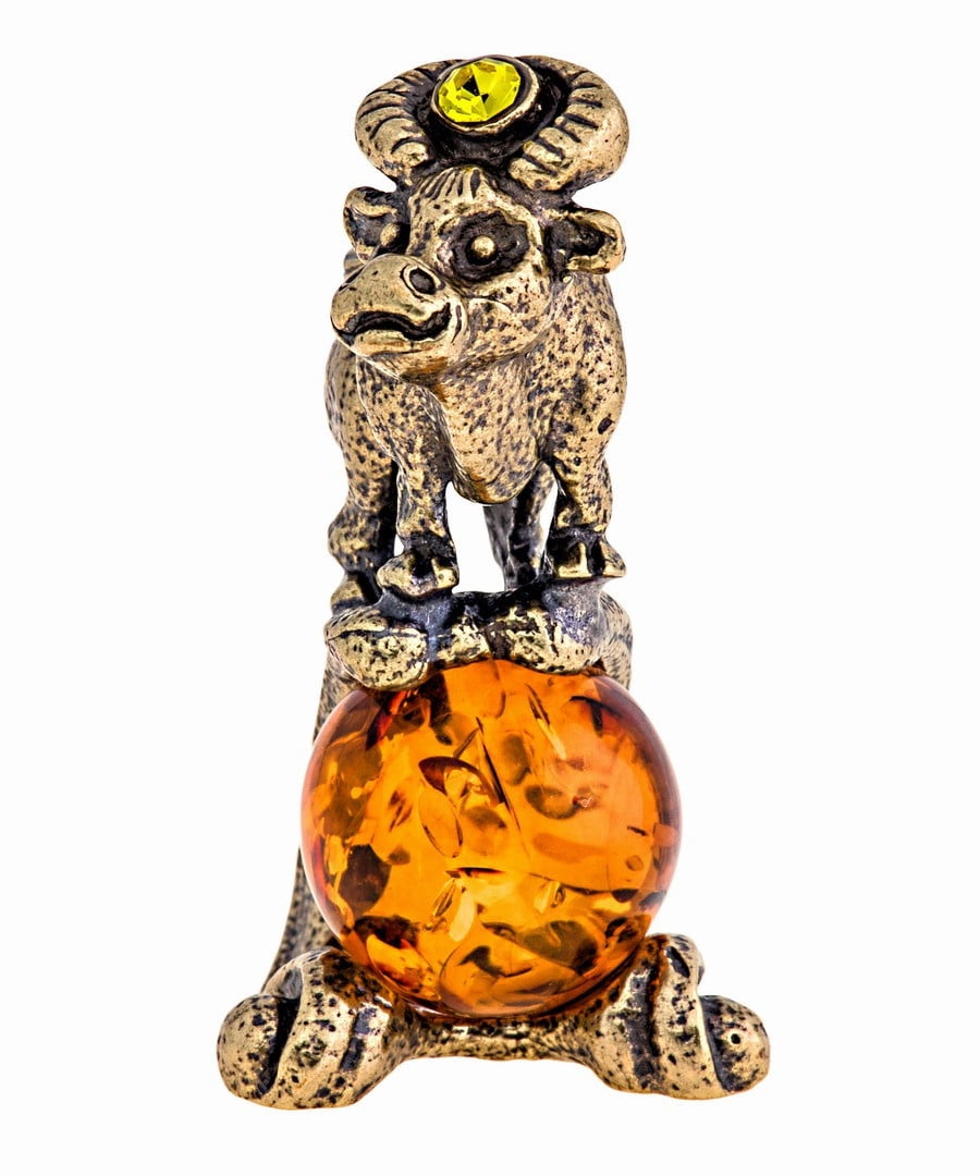 Collectible Figurine Taurus Zodiac Sign Brass & Amber Figurine for ...