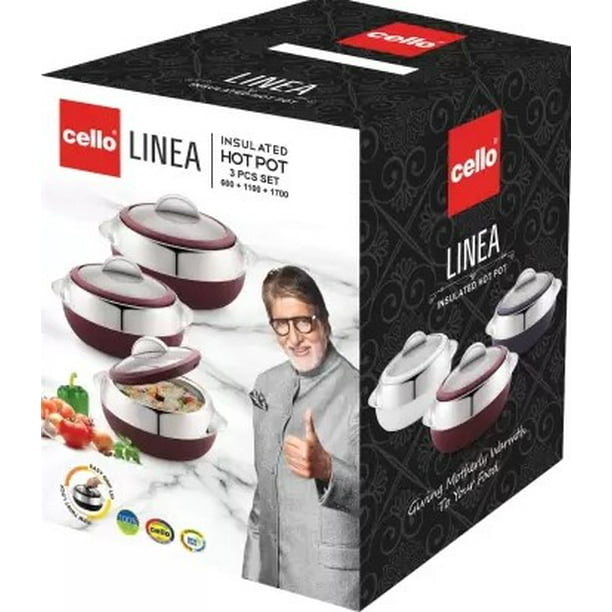 Cello Linea Insulated Hotpot 3pc set Pack of 3 Thermoware Casserole Set ...