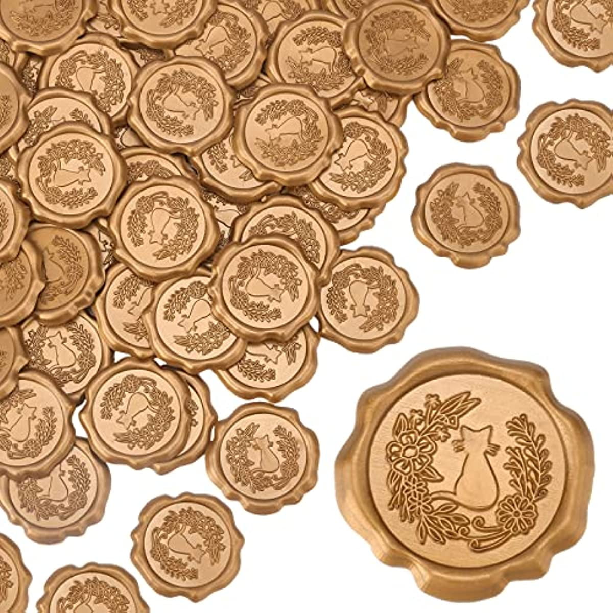 60pcs Adhesive Wax Seal Stickers Wreath Cat Wax Seal Stamp Stickers ...