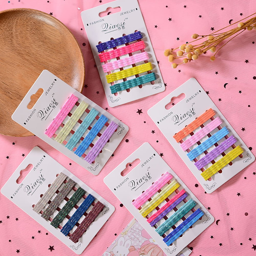 GROFRY 20Pcs Girl Colorful Wavy Glitter Bobby Pins Non Slip Hairpins ...