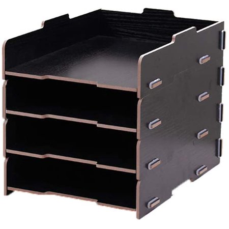 Office School Wood Filing Organizer Desktop Letter Tray with 4 ...
