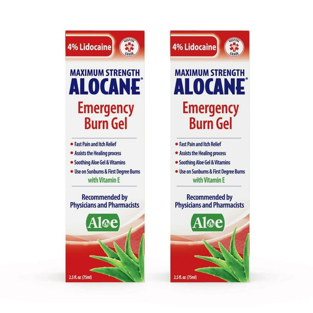 Alocane Maximum Strength Emergency Burn Gel, 2.5 fl oz, 2 count ...