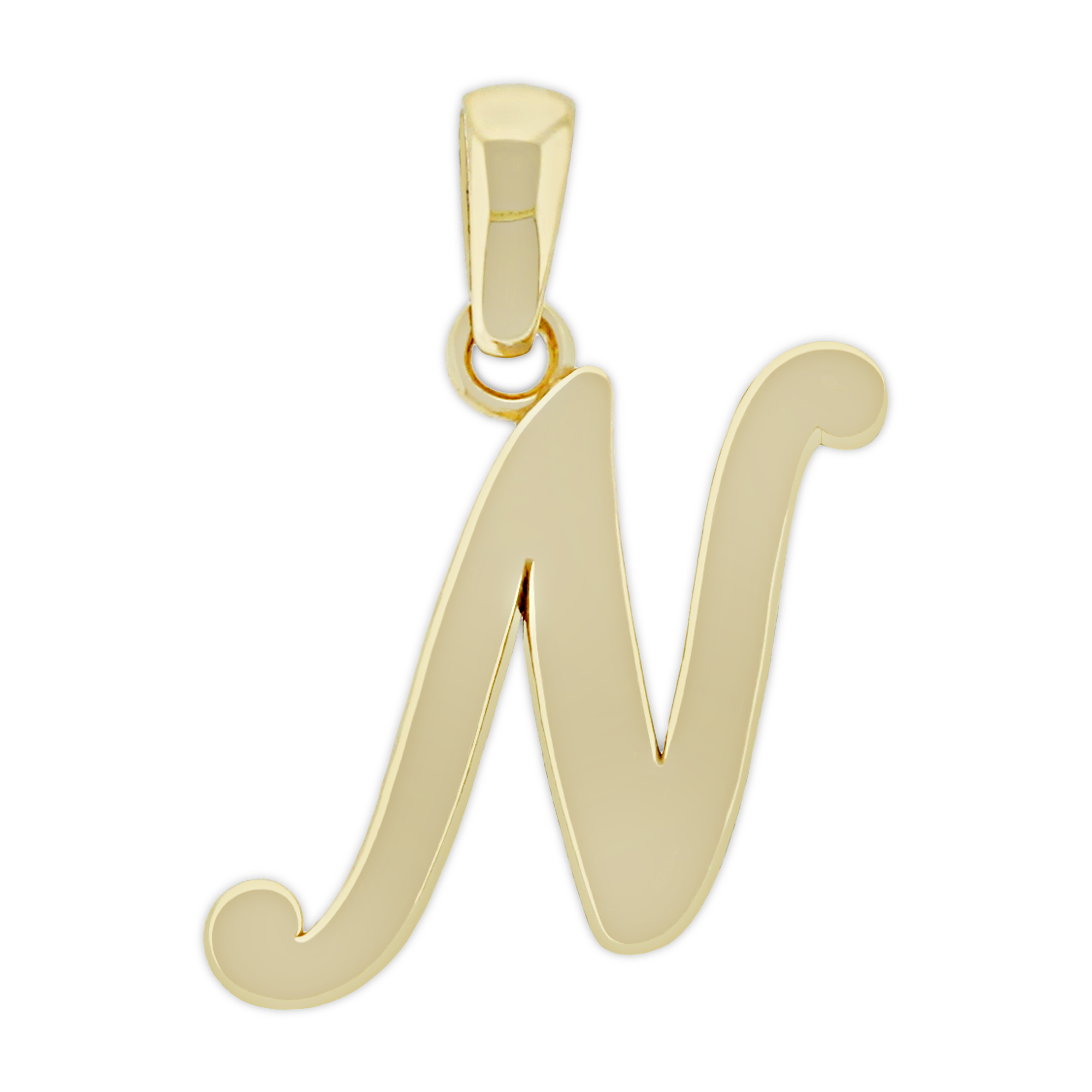 Charm America - Gold Initial Letter "N" Charm - 14 Karat Solid Gold ...