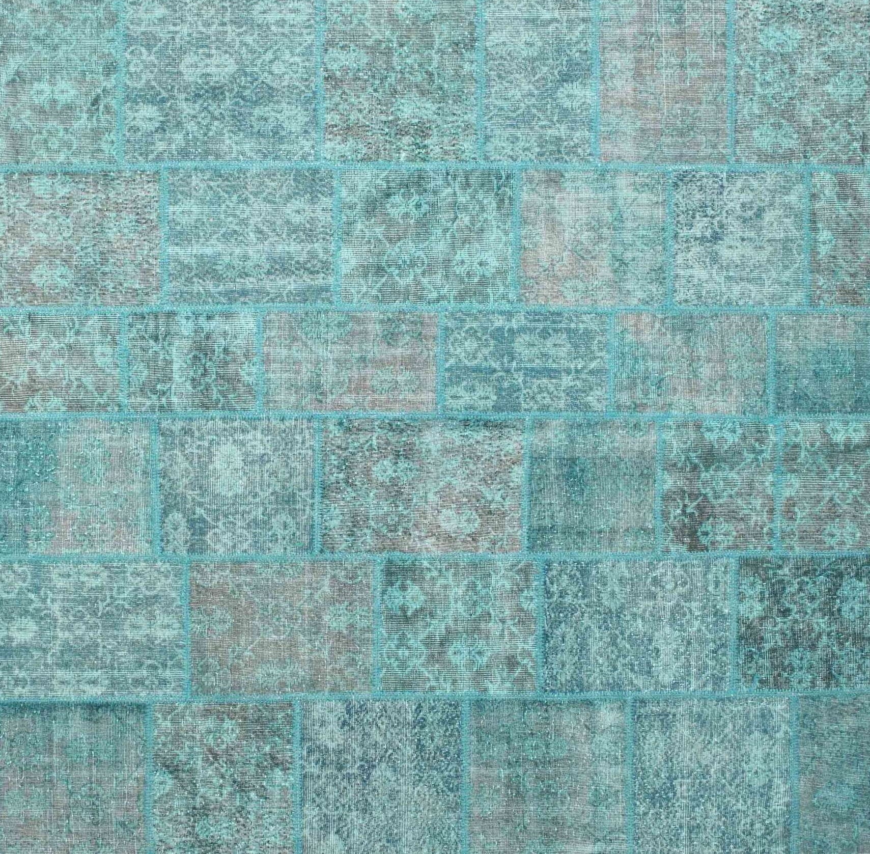 Ahgly Company Indoor Rectangle Contemporary Seafoam Green Patchwork ...