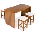 Natural wood 5 piece outdoor bar set, acacia wood bar height table with ...