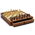 French Staunton Chess & Checkers Set - Weighted Pieces, Brown & Natural ...