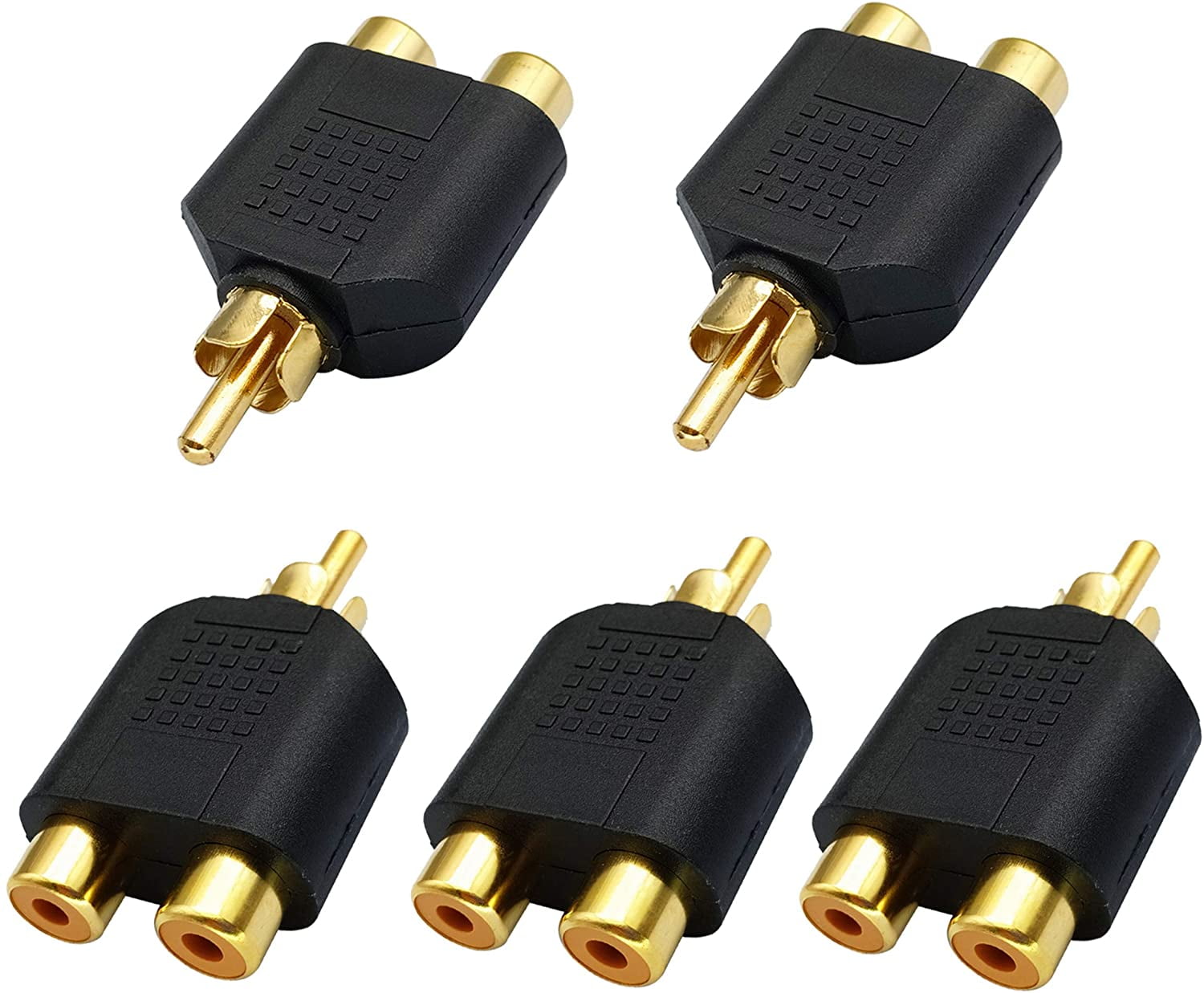Rca Splitter Adapter, Gold Plated 1 Rca Male To 2 Rca Female Jack Video ...