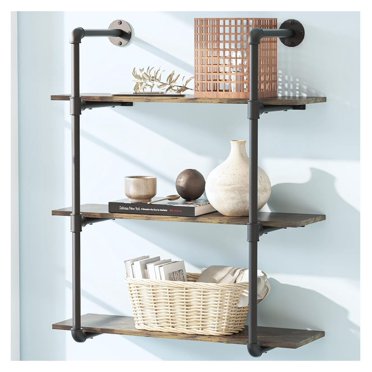 Bestier 41" 3-Tier Industrial Pipe Floating Shelves, Wall Mounted ...