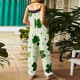Fgvctg Womens St. Patrick's Day Jumpsuits Sleeveless Holiday Spaghetti Straps Overall Cute Wide ...