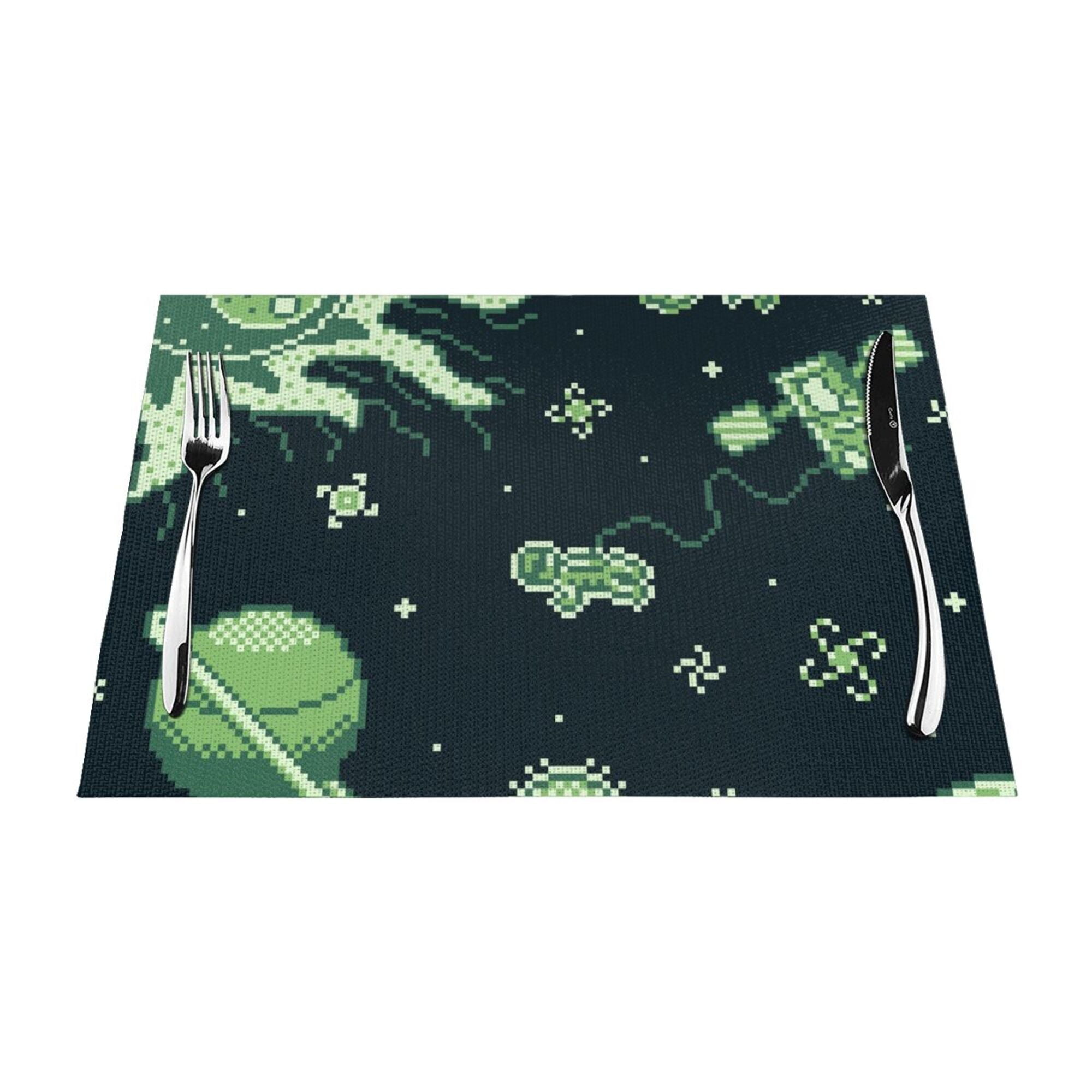 XMXY Woven Placemats Set of 6 PCS, Space Earth Pixel Art Table Mats ...