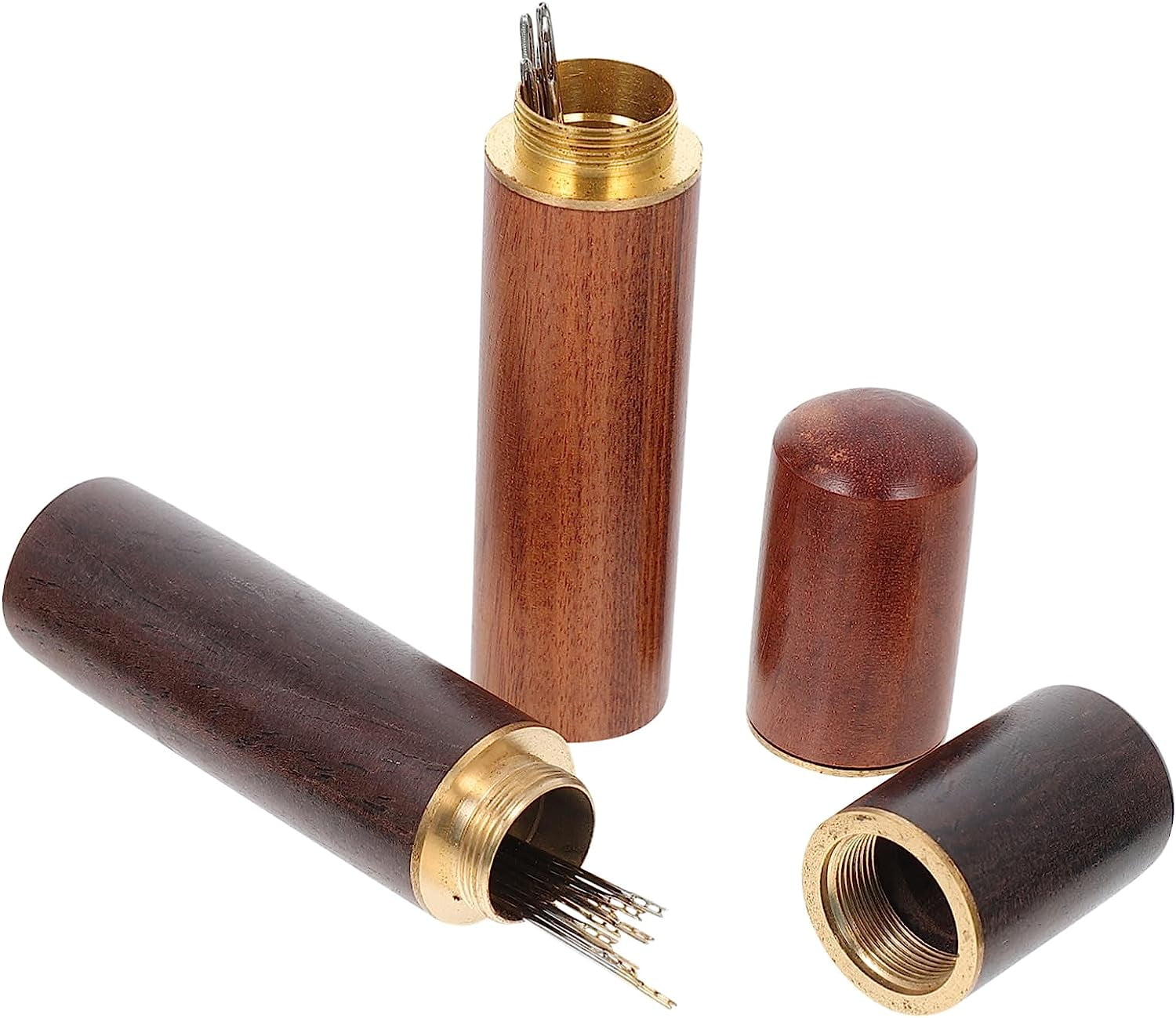 1 Set Sandalwood Syringe Wooden Organizer Box Metal Container Hand ...