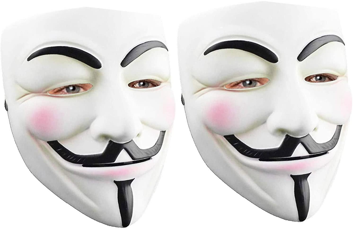 2pc V for Vendetta White Masks - Anonymous Hacker Costume Mask for ...
