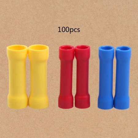 TB&W 100x Insulated Straight Wire Butt Connector Electrical Crimp ...
