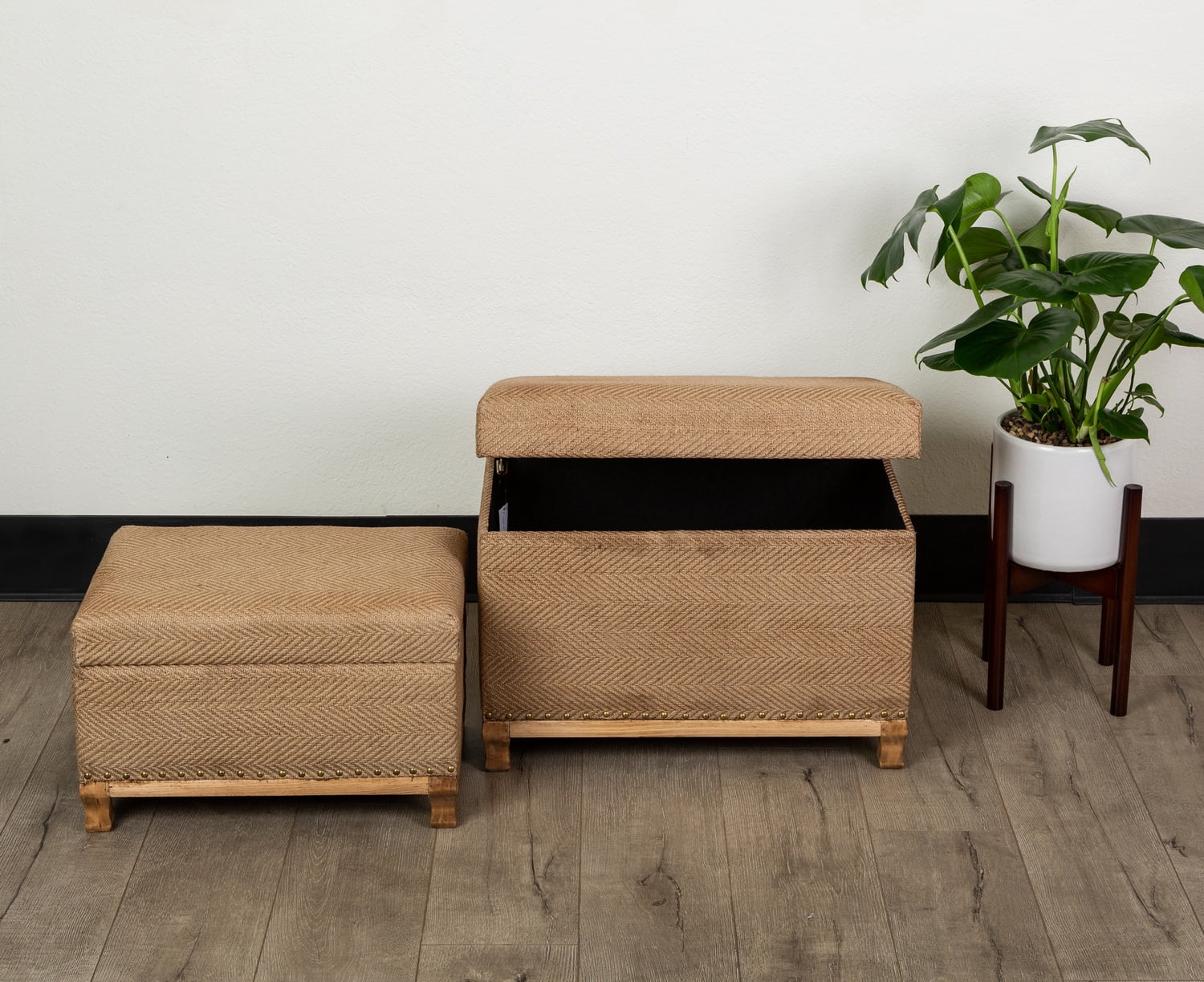 HomeView Design Trunk Box Rectangle, Wood, Brown (Set of 2) - Walmart.com