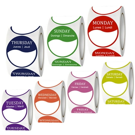 YERDGARY Food Labels Circular Full Week Food Labels Day Dots Food ...