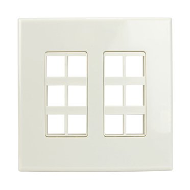 Construct Pro Double-Gang 12-Port Keystone Wall Plate (Color: White ...
