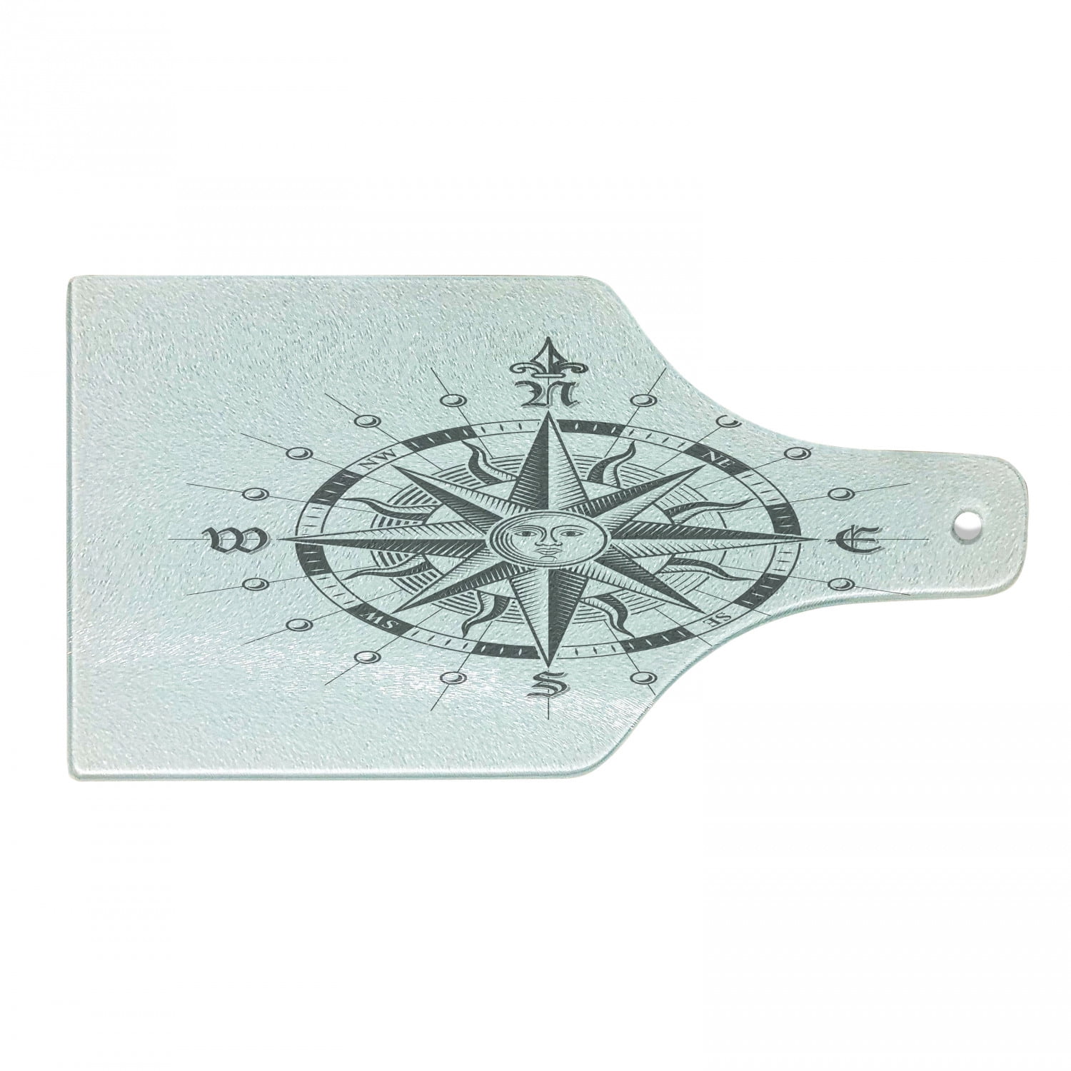 Compass Cutting Board, Hand Drawn Compass with the Face of the Sun on ...