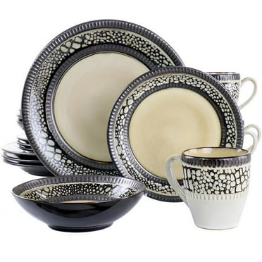 Elama Majestic Wolf 16 Piece Round Stoneware Dinnerware Set in Taupe ...