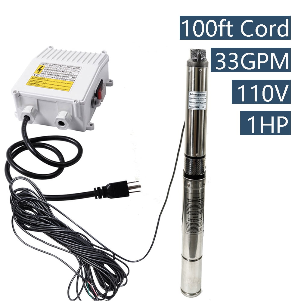 iMeshbean Deep Well Pump 1HP 33GPM 207ft Head with 100ft Cable,110V 1.5 ...