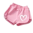 Girls Athletic Shorts Kids Love Heart Print Graphic Shorts Summer ...