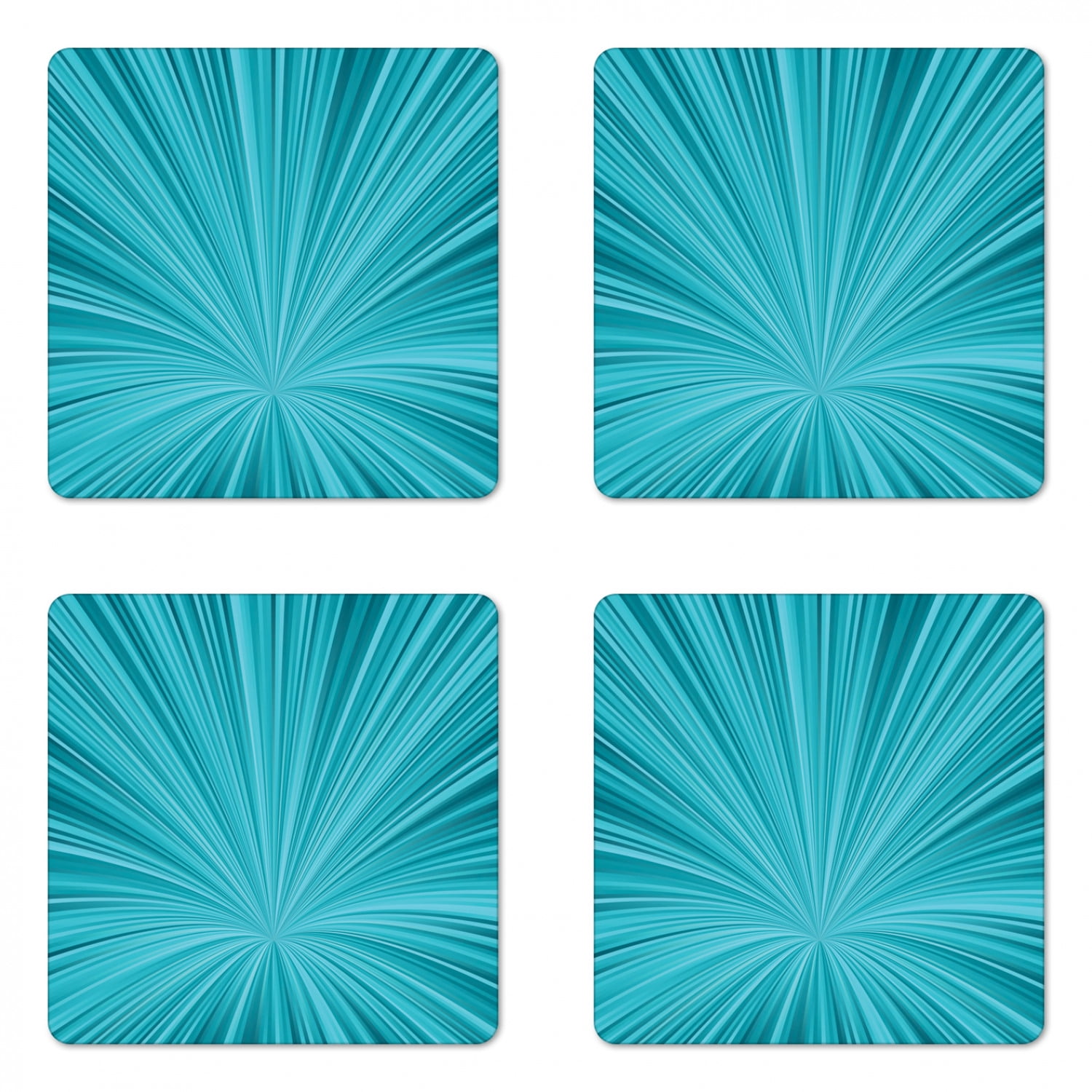Teal Coaster Set of 4, Abstract Vortex Design with Fireworks ...