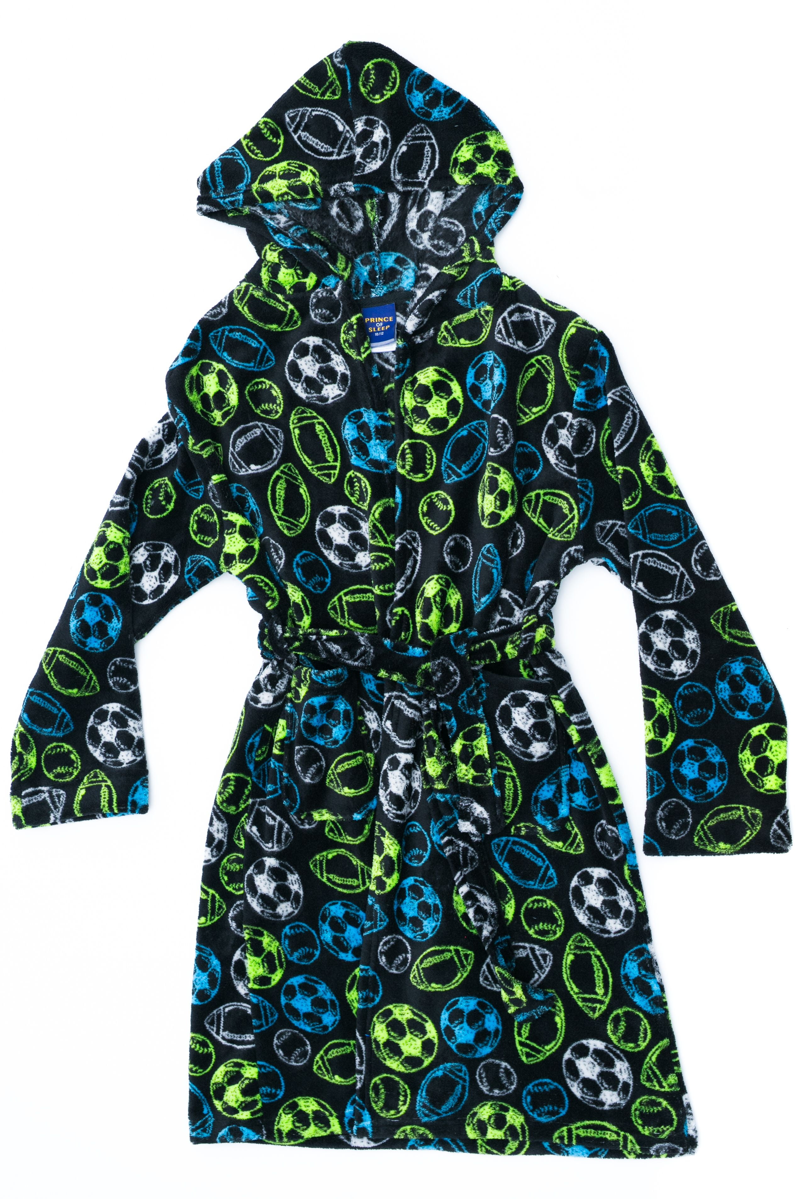 Prince of Sleep Fleece Solid Robes for Boys (Black Neon Sports, Boys 8 ...
