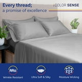 Color Sense 6-Piece 800 Thread Count Gray Cotton Rich Adult Bed Sheet ...