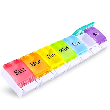 Equate 4-A-Day Weekly Large Pill Planner, Easy Open Pill Organizer ...
