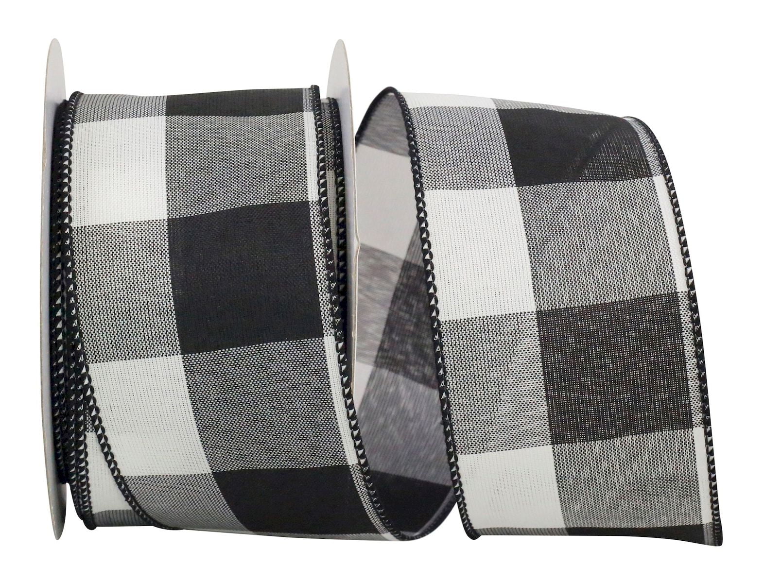 Black & White Jumbo Check Wired Ribbon - Walmart.com