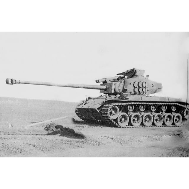 24x36 gallery poster, M26 Super Pershing tank after arriving in Europe ...