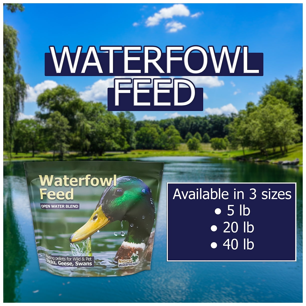 Buy Natural Waterscapes Waterfowl Feed | Floating Pellets for Duck ...