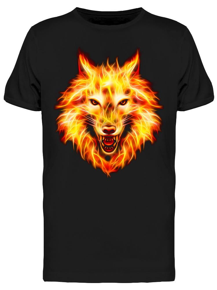 Aggressive Fire Wolf T-Shirt Men -Image by Shutterstock, Male x-Large ...