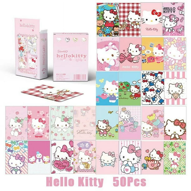 50 unids/caja tarjetas Sanrio Kawaii Hello Kitty Kuromi Melody ...