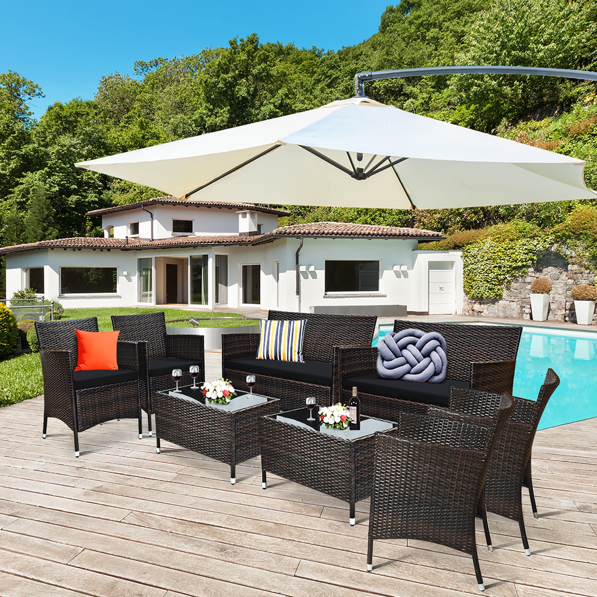 Click here for Costway 8pcs Rattan Patio Furniture Set Cushioned... prices