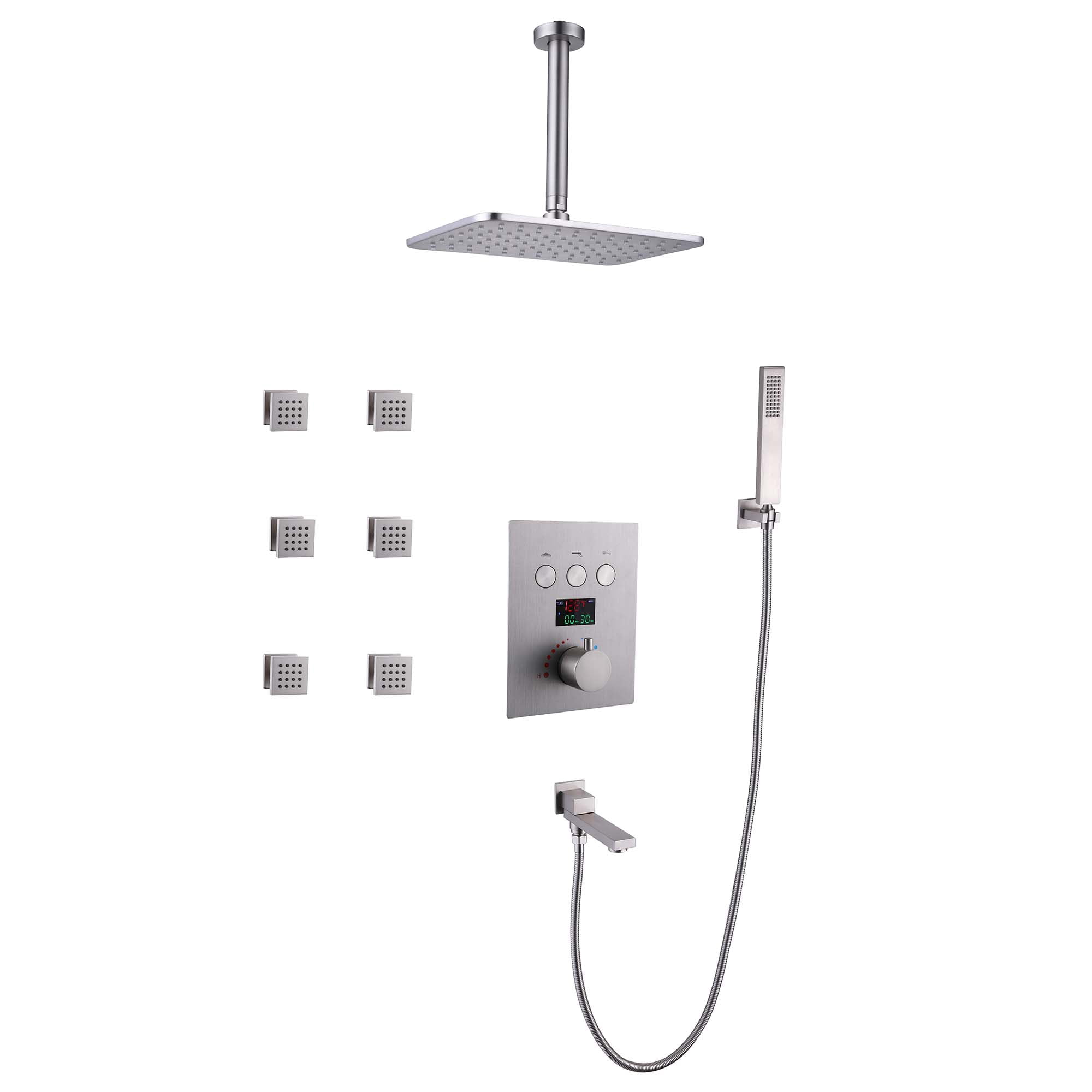 Thermostatic Complete Shower System with Display Valve Trim Kit ...