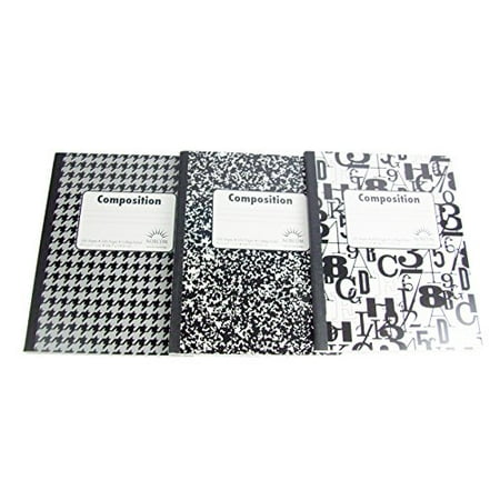 Norcom Wide Ruled 100 Sheet Composition Notebooks Pack of 3 (Black ...