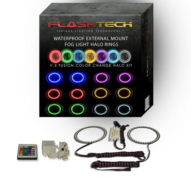 Flashtech LED RGB Multi Color External Waterproof Halo Ring Fog Light ...
