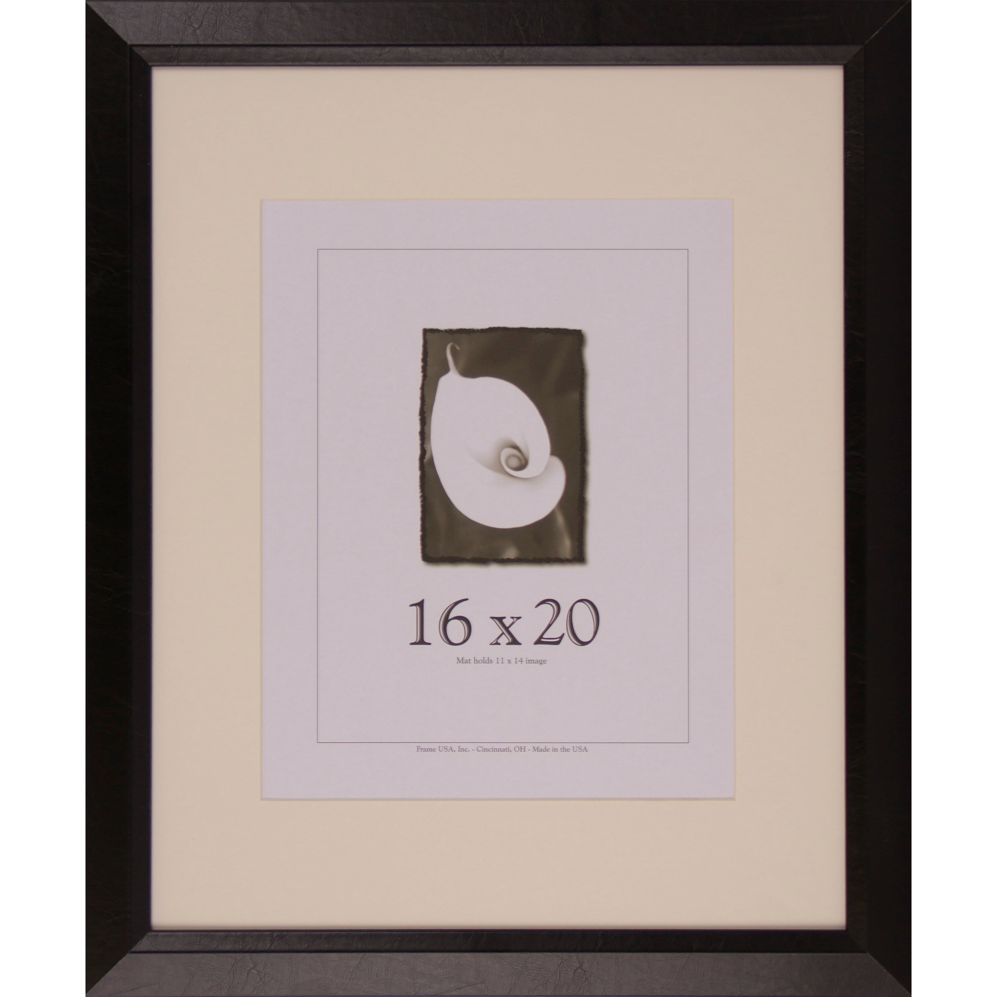 Frame USA Black/Brown Wooden 16-inch x 20-inch Leather Picture Frame ...