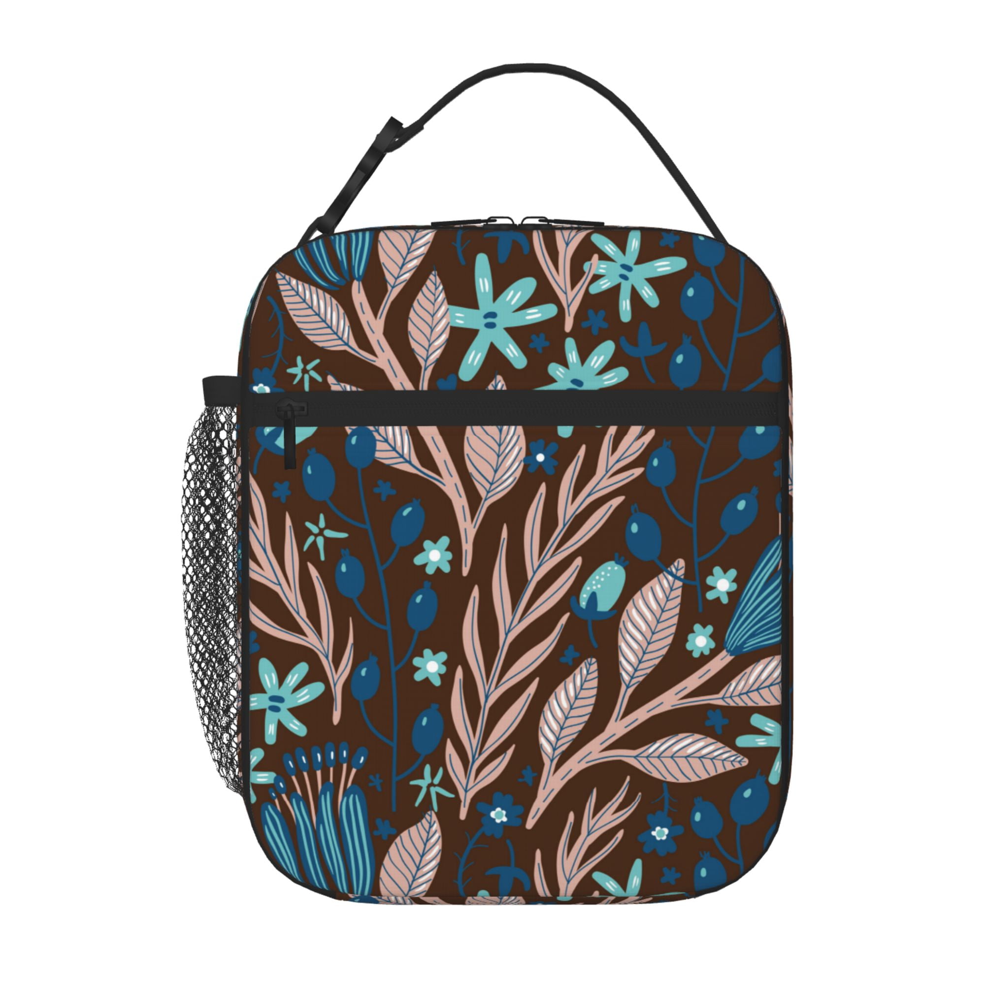 TEQUAN Portable Lunch Bag, Creative Flowers Leaves Motif Pattern ...