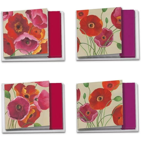 MQ4548TYG-B3x4 ed Poppies: 12 Assorted New Format 'Square-Top' Note ...