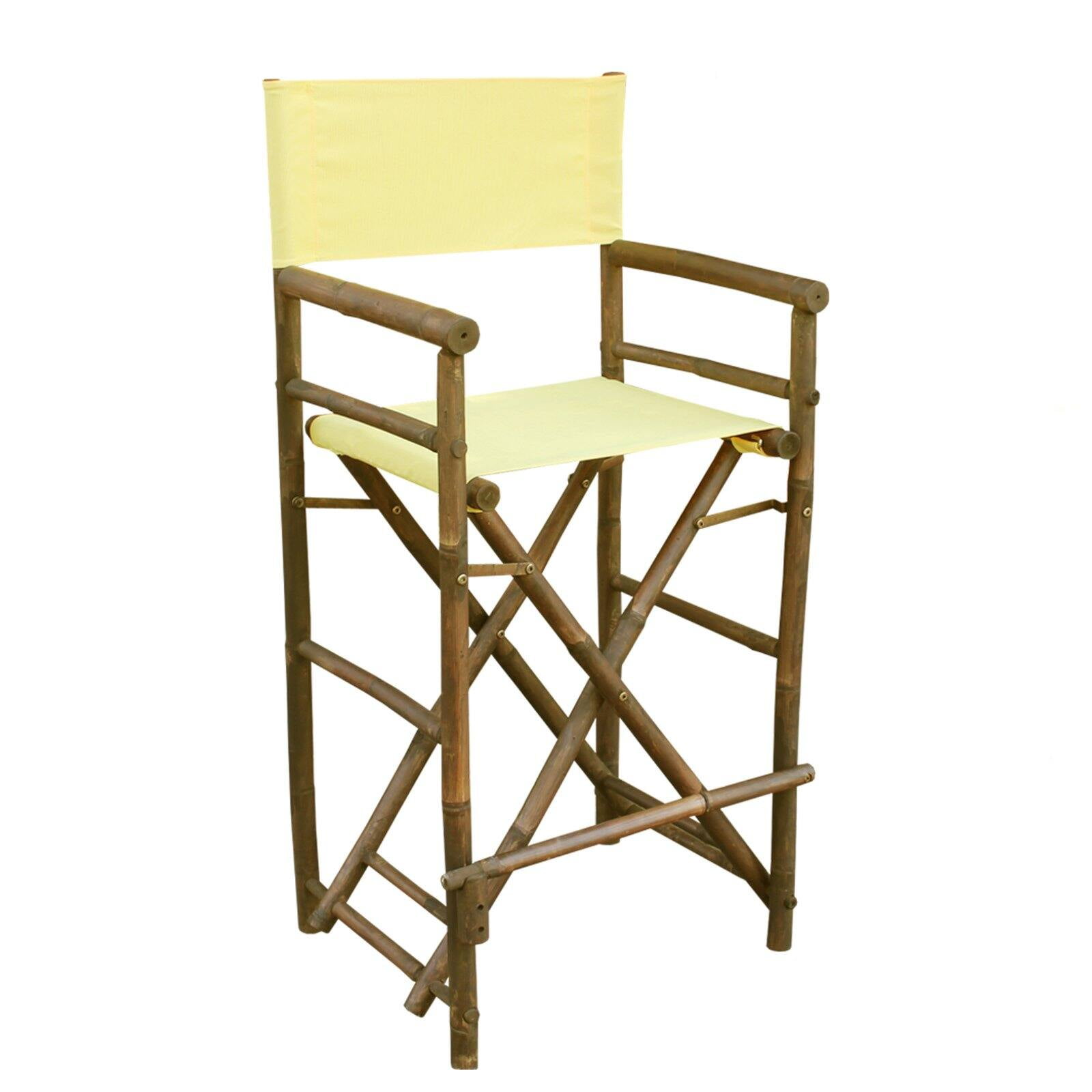 Statra Bamboo Indoor Outdoor Canvas Directors Chair Barstool - Set of 2 ...