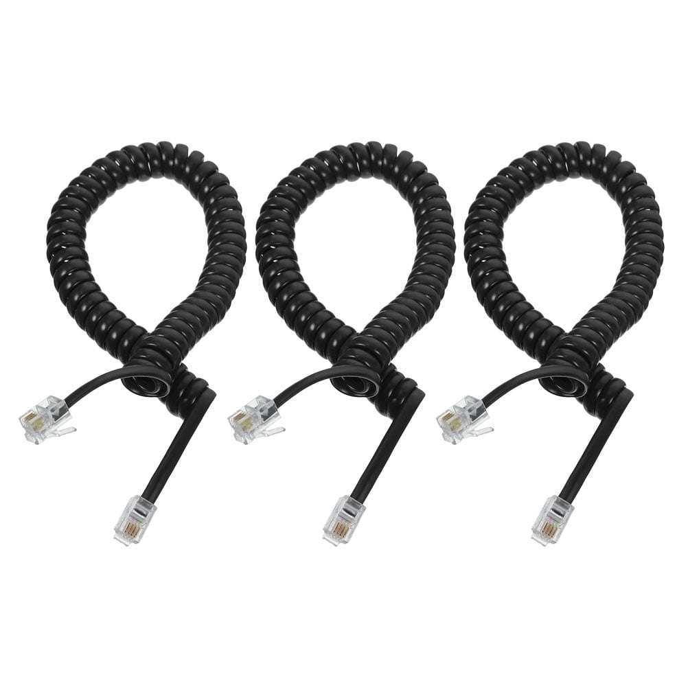 Telephone Cords 20-Pack Black Telephone Handset Cords - 25 Foot Coiled ...