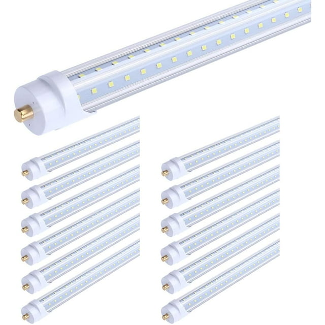 T8 8ft Led Light Tube 5000k Single Pin V Shape 65W Dual-Ended Power ...