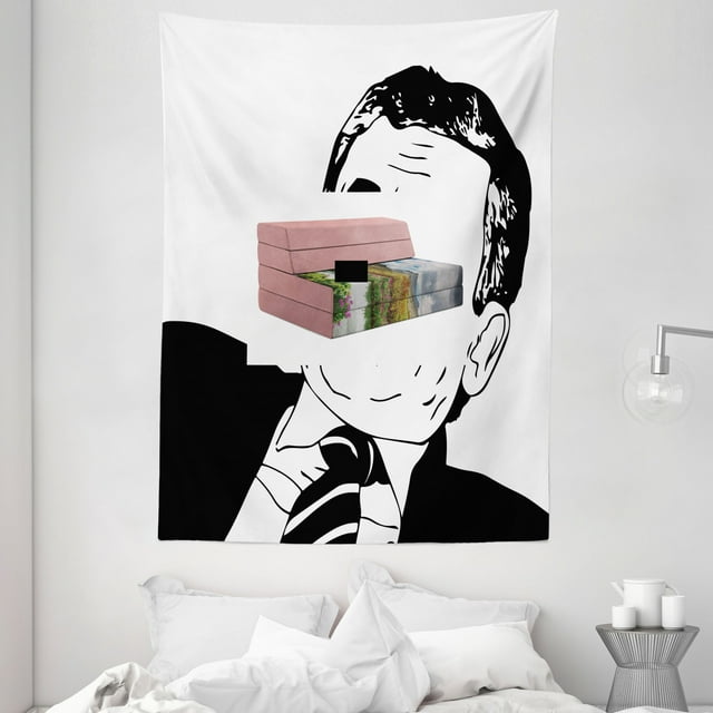 Humor Decor Tapestry, Reaction Guy Human Rage Comics Man with Moustache ...