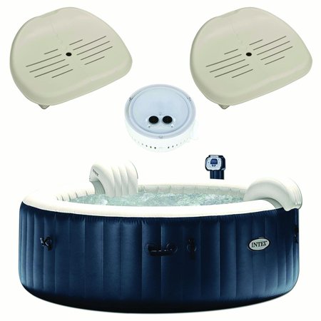 Intex PureSpa Inflatable 6 Person Hot Tub, Battery LED Light, Spa Seat ...