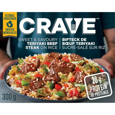 CRAVE Sweet & Savoury Teriyaki Beef Steak on Rice Frozen Meal, 300 g ...